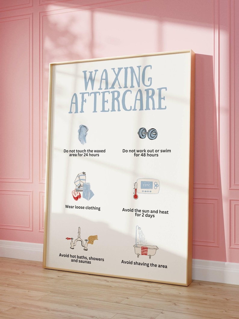 Waxing Aftercare Instructions Poster, Esthetician Beauty Salon Wall Art ...