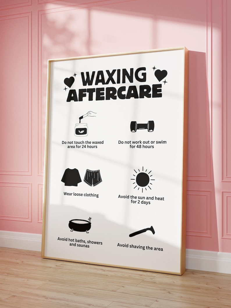 Waxing Aftercare Instructions Poster, Esthetician Beauty Salon Wall Art ...