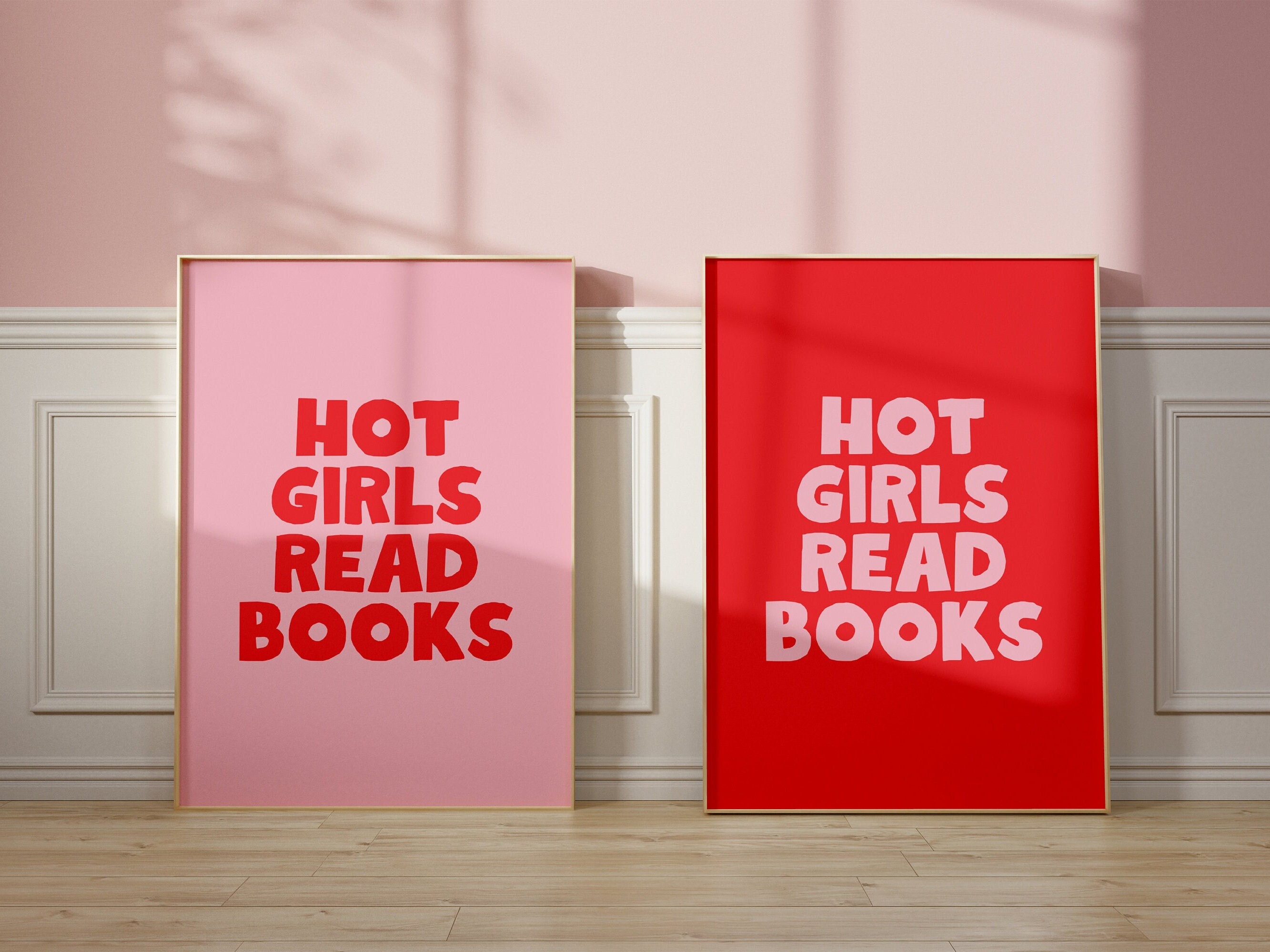 Hot Girls Read Books Art Prints, Bookish Wall Art, Reader Poster ...