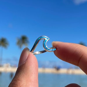 Silver Opal Wave Ring Unique Opal Ring Ocean Ring Surfer Ring Etsy