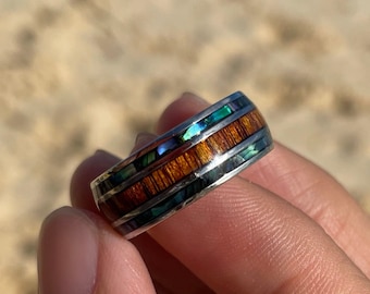 Koa wood and abalone ring store