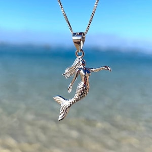 Mermaid Necklace - 925 Sterling Silver Mermaid Necklace With Box Chain ...