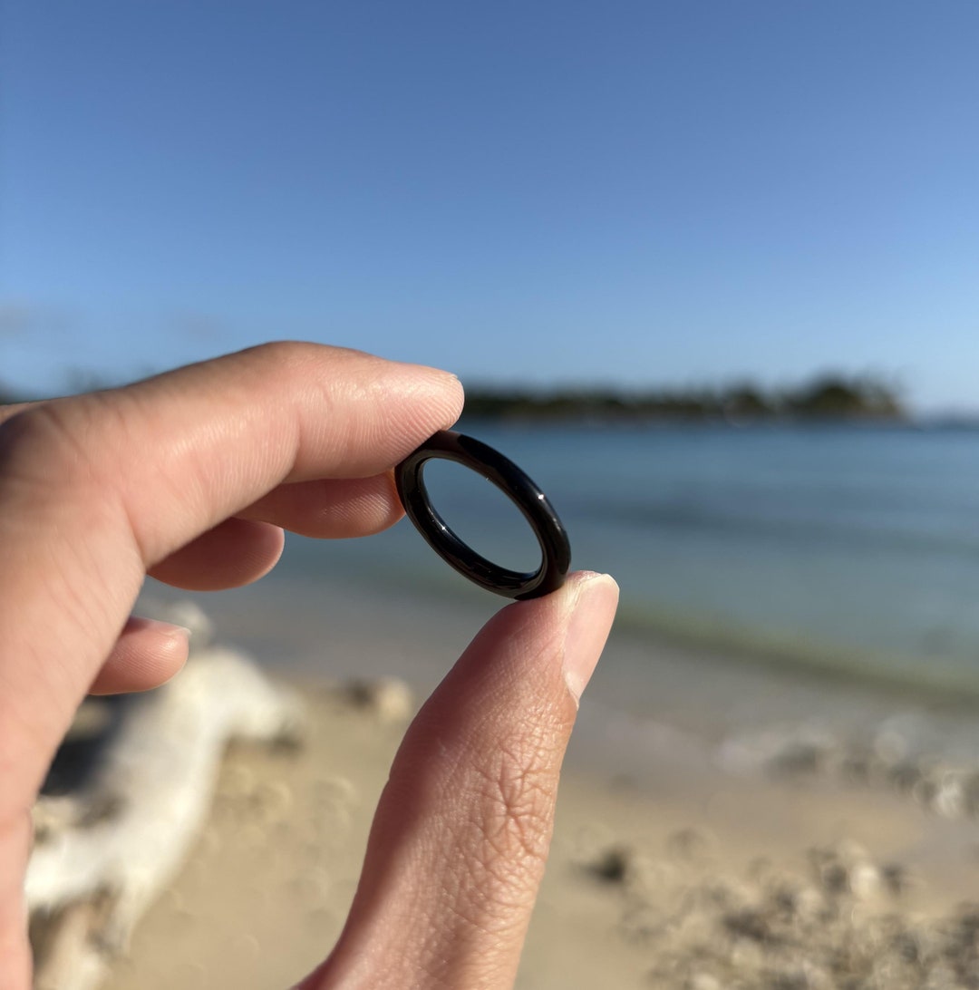 Black Jade Ring, Stackable Rings, Waterproof, Simple Minimalist Gift ...