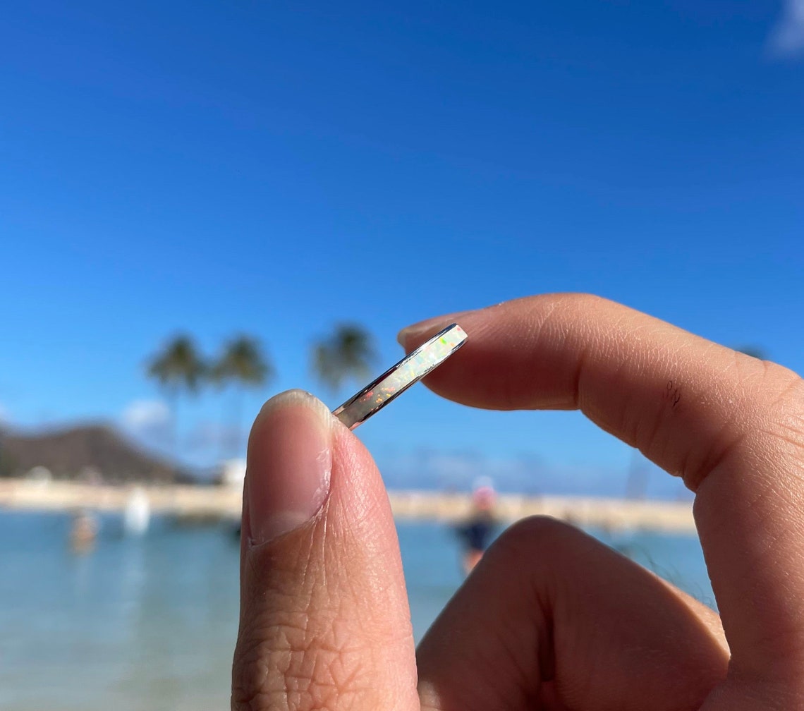 Fire White Opal Infinity Ring, Fire Opal Ring, Gift for Her, 3mm Ring ...