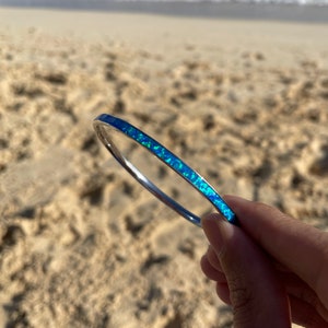 Opal Baby Bangle Bracelet Ocean Blue Infinity Opal Jewelry Sterling ...