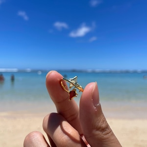 Gold Manta Ray Ring - 925 Sterling Silver With 18k Gold Overlay, Twin ...