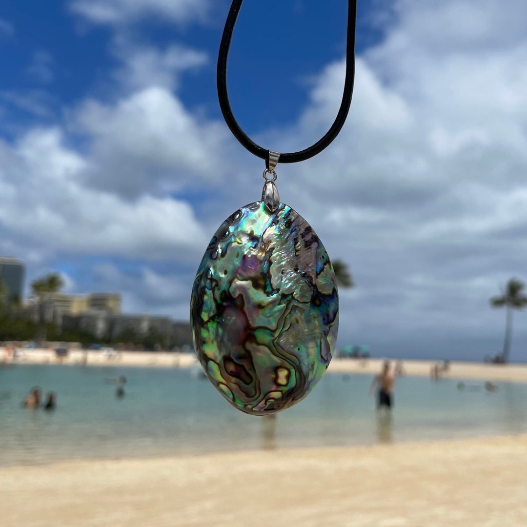 Abalone Shell Necklace With Leather Cord, Shell Necklace, Nature ...