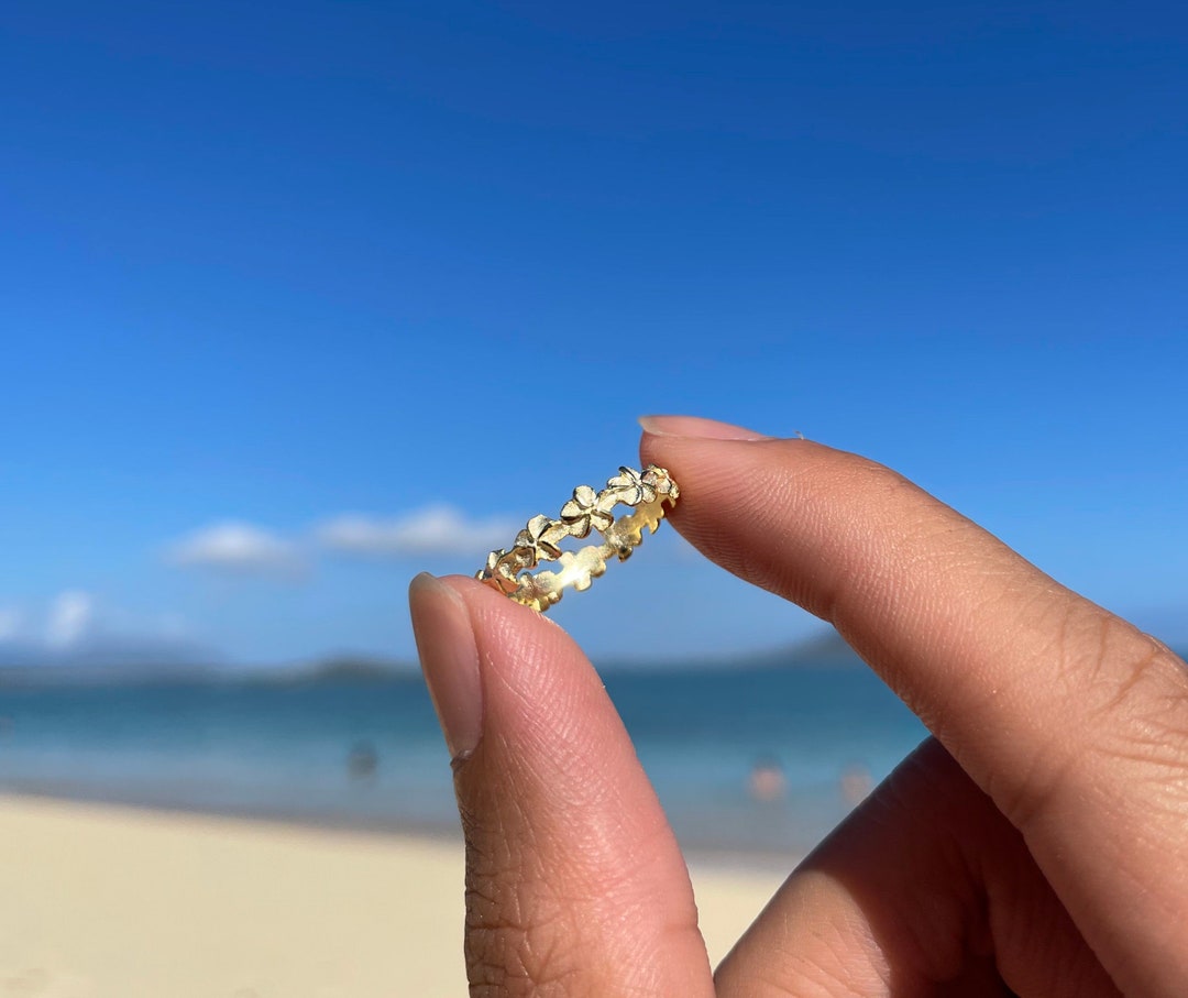 Gold Plumeria Flower Ring, Band Ring Lei Ring Gift, Gift for Her ...