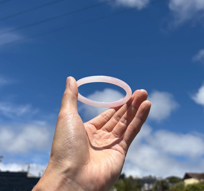 Light Pink Jade Bangle, Smooth, Round, Comfort Fit, Minimal Bangle, 5 ...