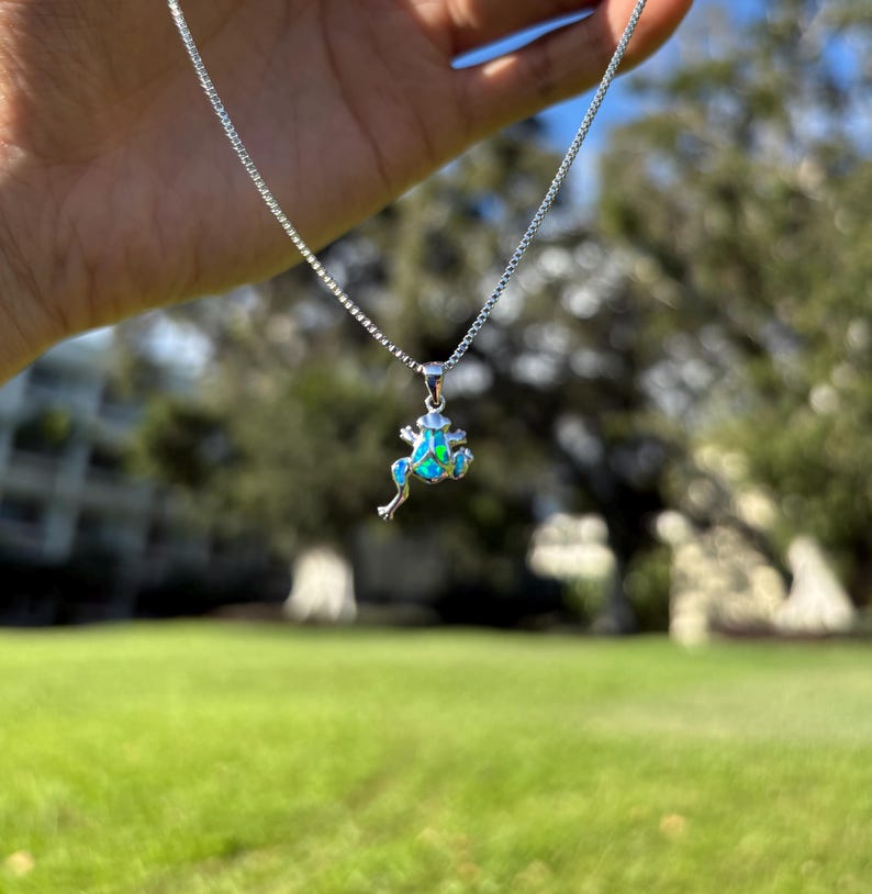 Blue Fire Opal Lucky Frog Necklace - 925 Sterling Silver ...