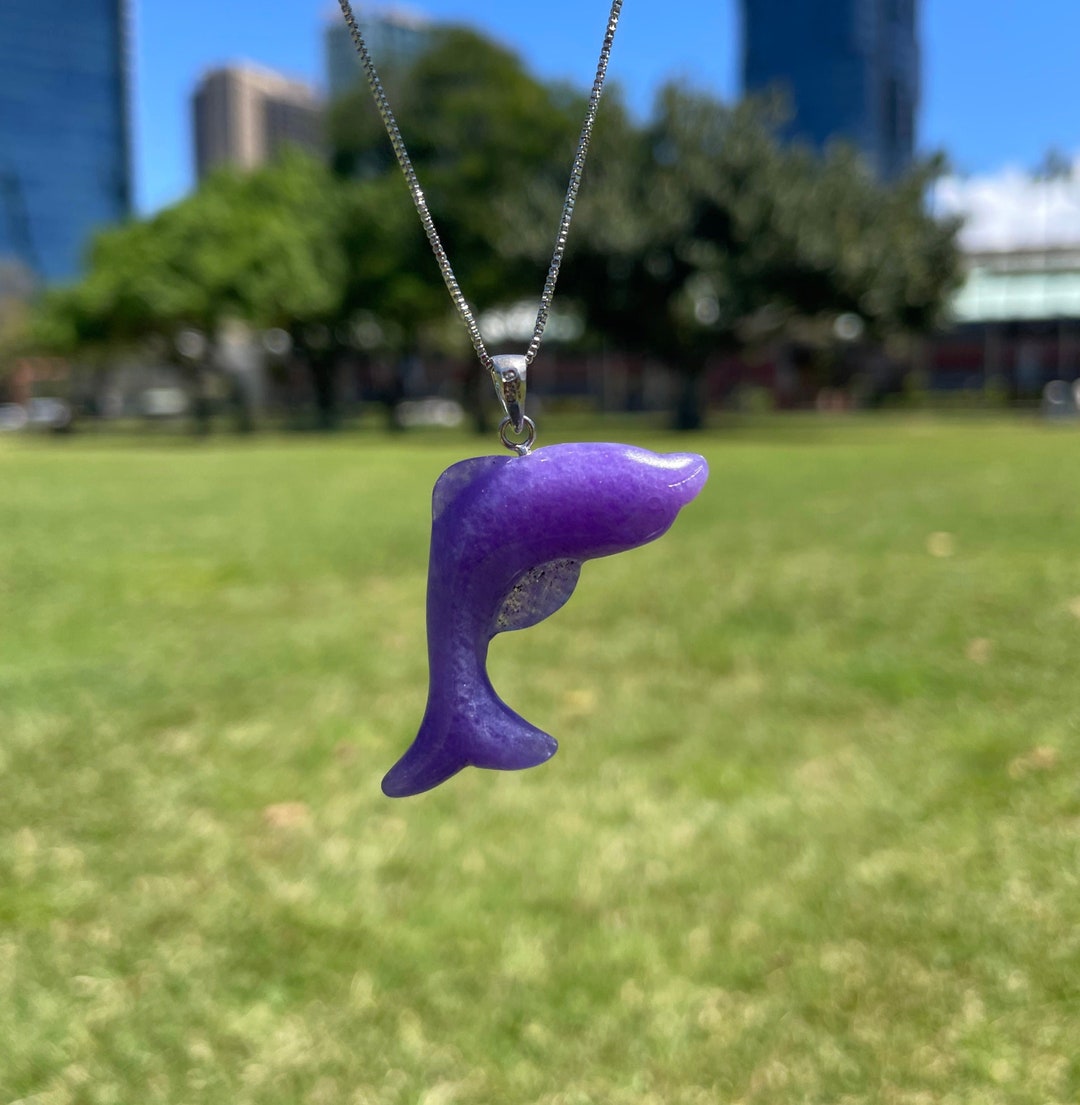 Jade Dolphin Pendant- Handcrafted, 925 Sterling Silver Necklace With ...