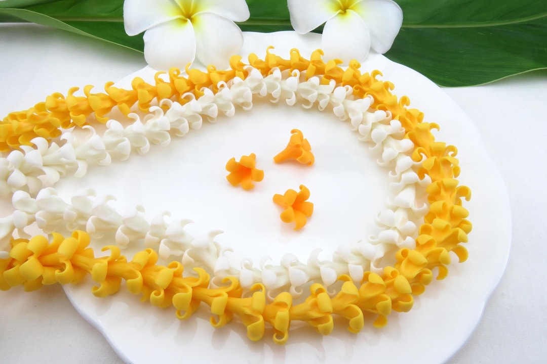 Orange Puakenikeni Clay Flowers, Handcrafted Flowers for Lei Making ...
