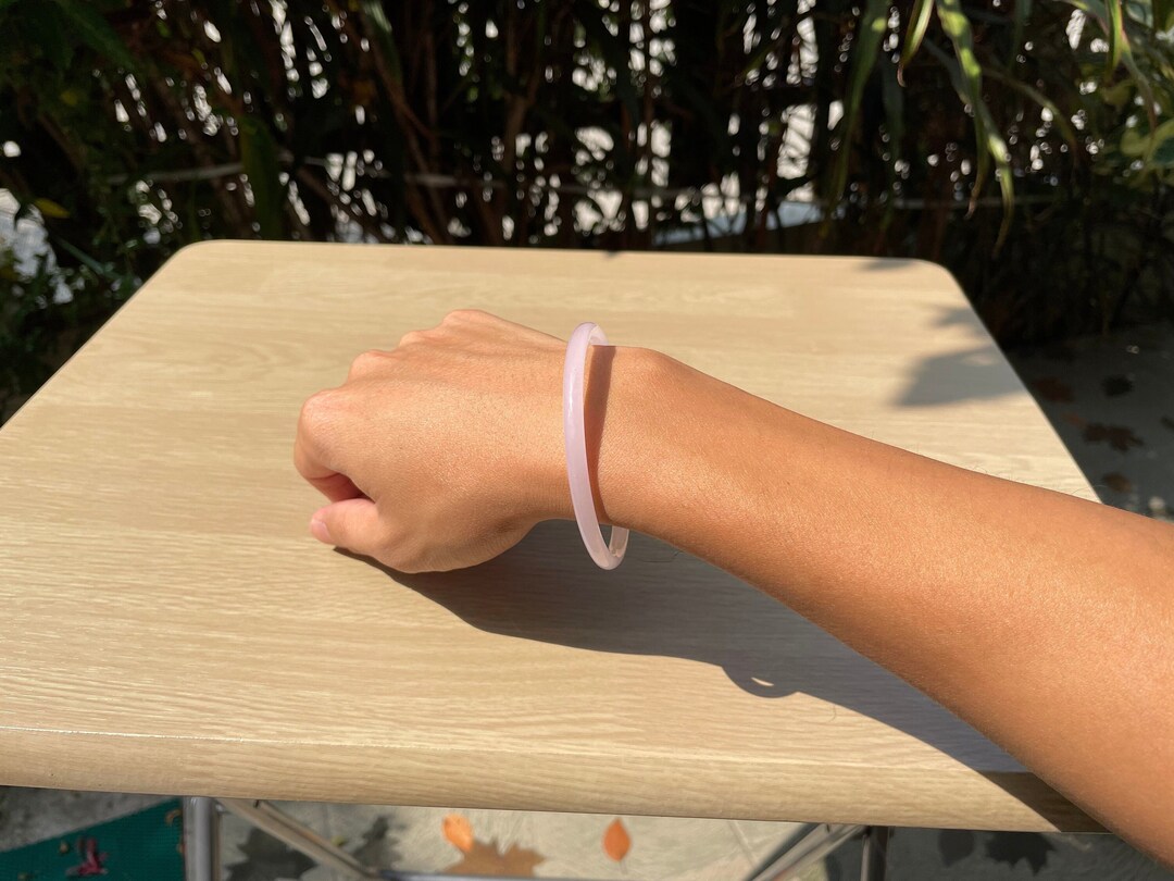 Pink Jade Bangle Bracelet, Healing Crystal Jewelry, 5mm, 1 Piece Fits 7 ...