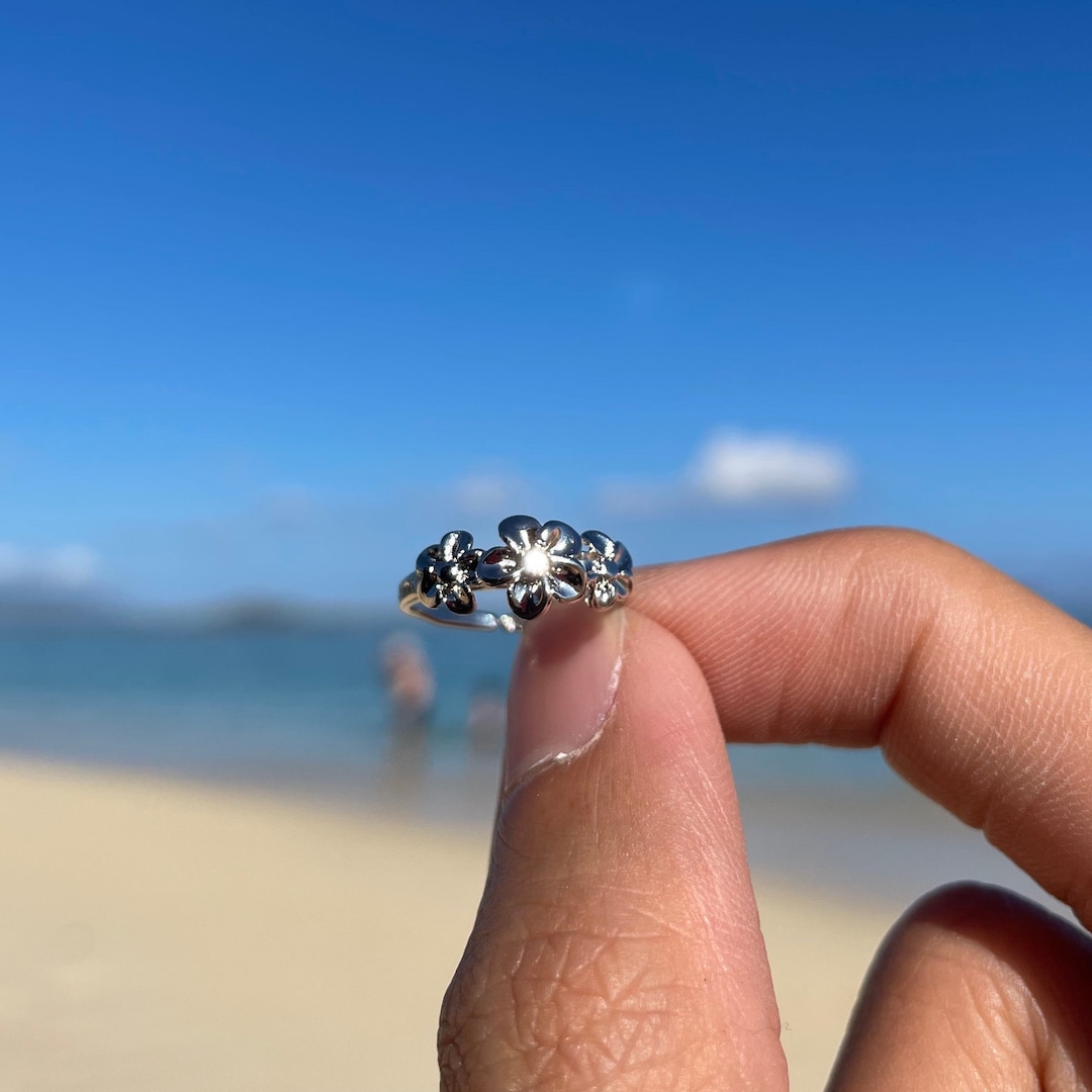 Flower Toe Ring / Plumeria Flower Toering / Midi Ring / Silver Fully ...