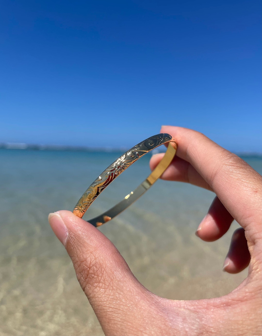 Hamilton Gold Scroll Bangle- Stackable, 7 Days Bangle, 7 Days Bracelet ...