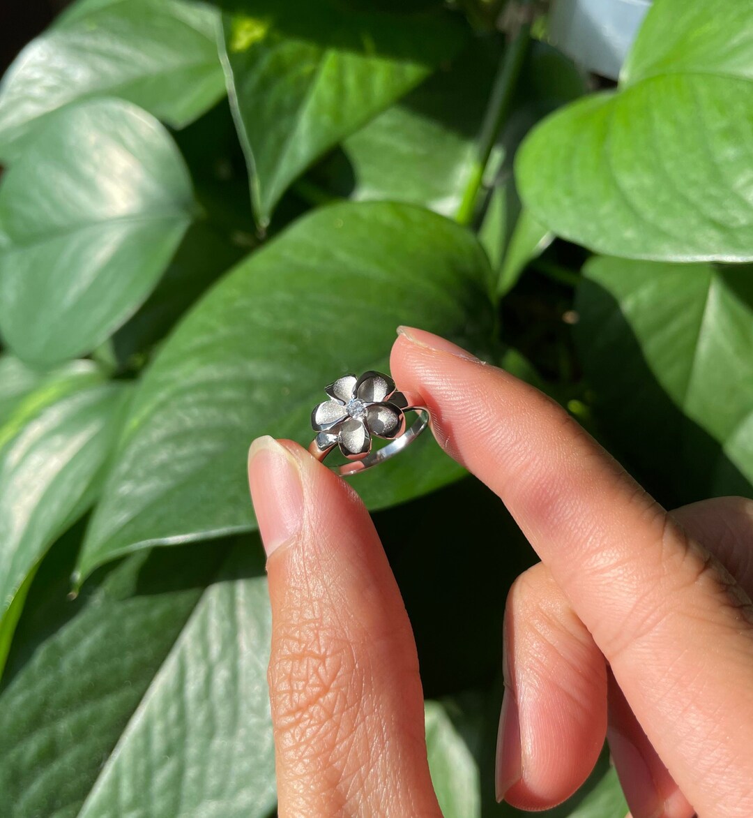 Silver Flower Ring, Simple and Cute Flower Ring, 925 Sterling Silver ...
