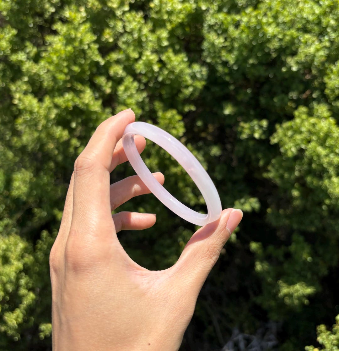 Light Pink Jade Bangle, Smooth, Round, Comfort Fit, Minimal Bangle, 5 ...