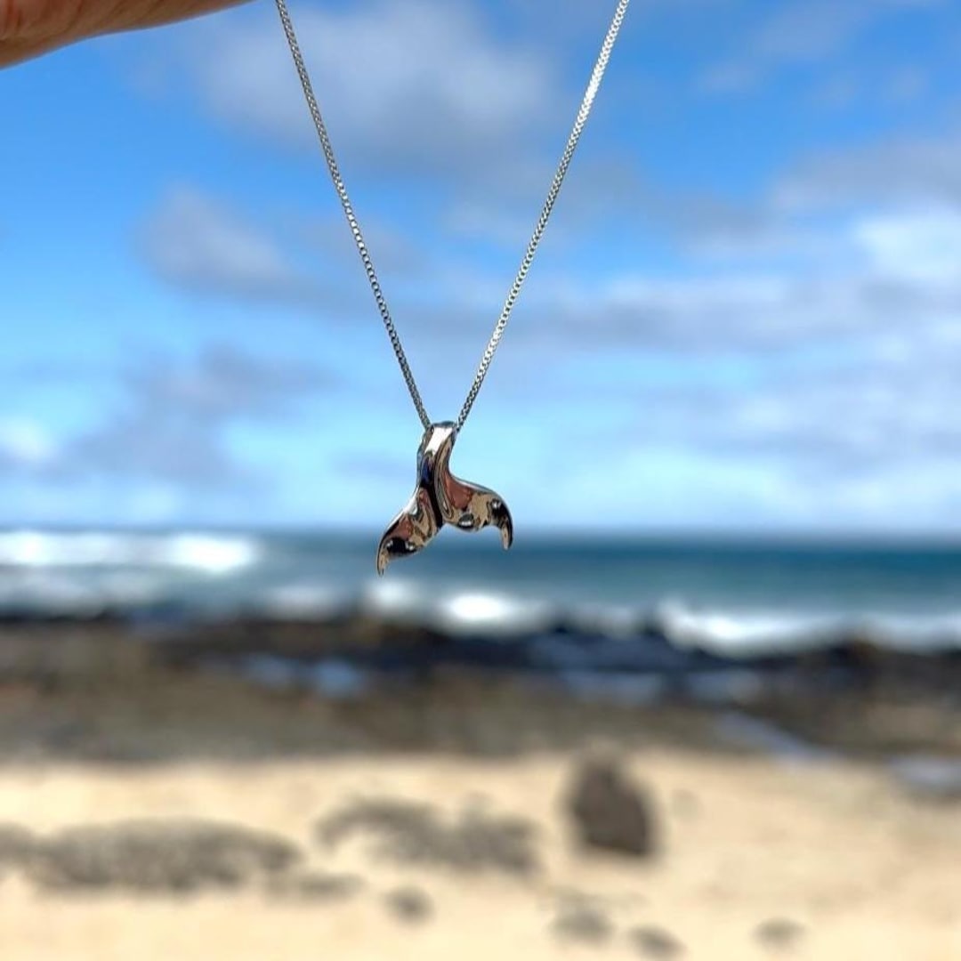 Silver Whale Tail Necklace- 925 Sterling Silver, Perfect Gift for Her ...