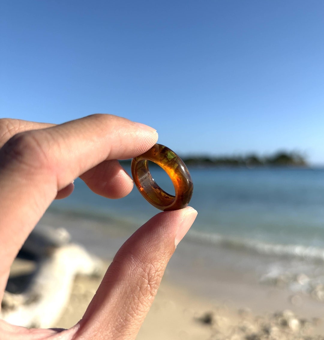 Acetate Ring, Dark Brown Tortoise Shell, Stackable Rings, Waterproof ...