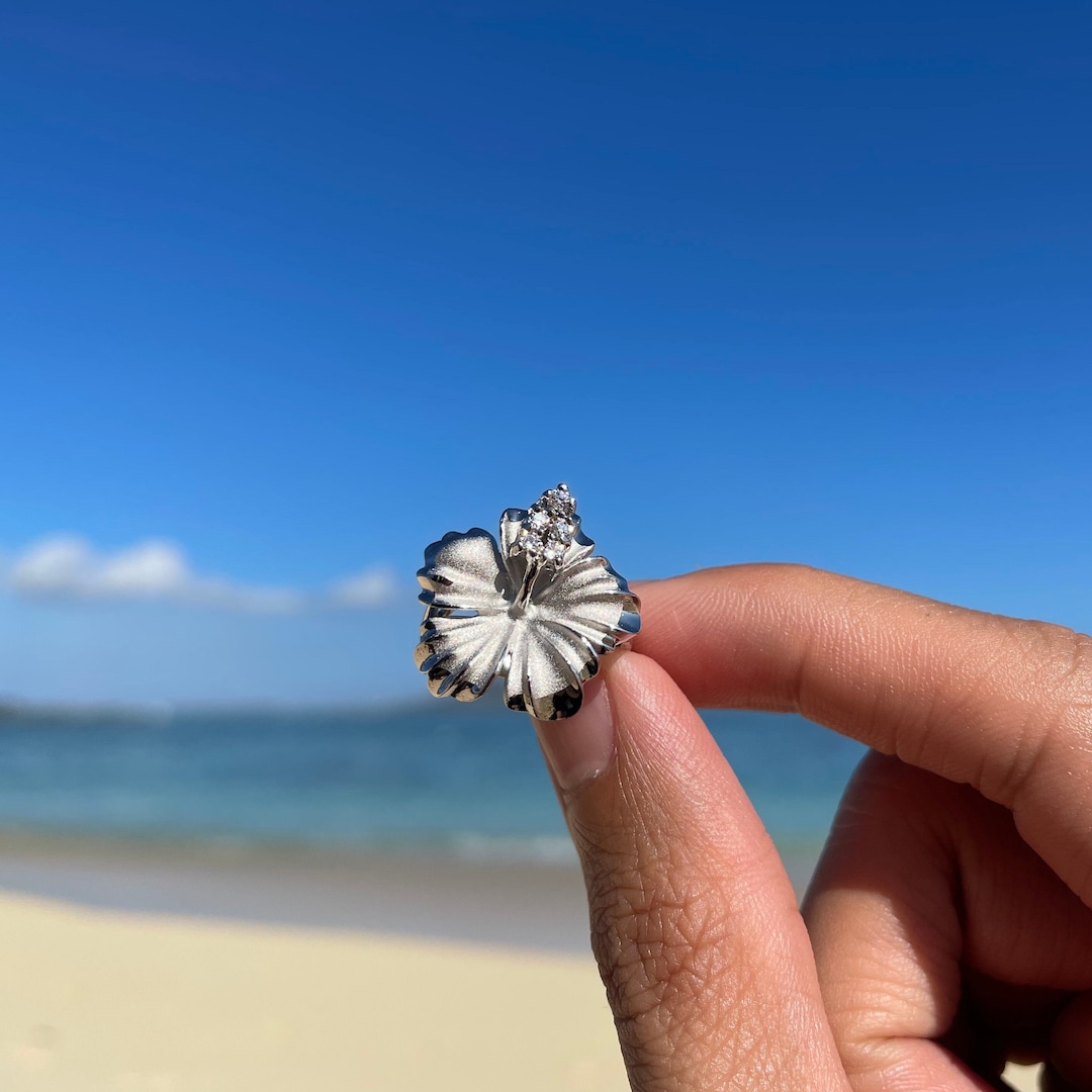 Hibiscus Flower Ring 925 Sterling Silver State Flower, Statement Piece ...