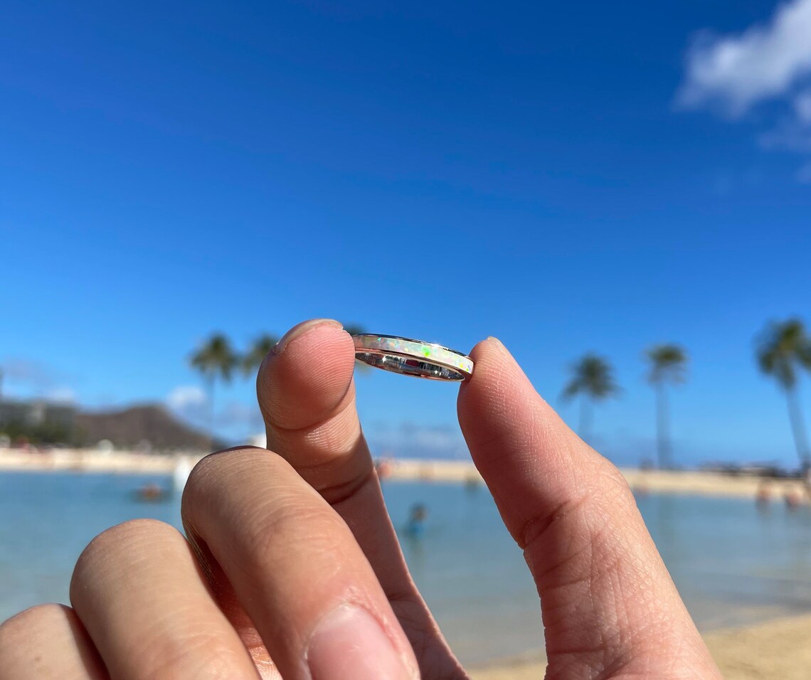 Fire White Opal Infinity Ring, Fire Opal Ring, Gift for Her, 3mm Ring ...