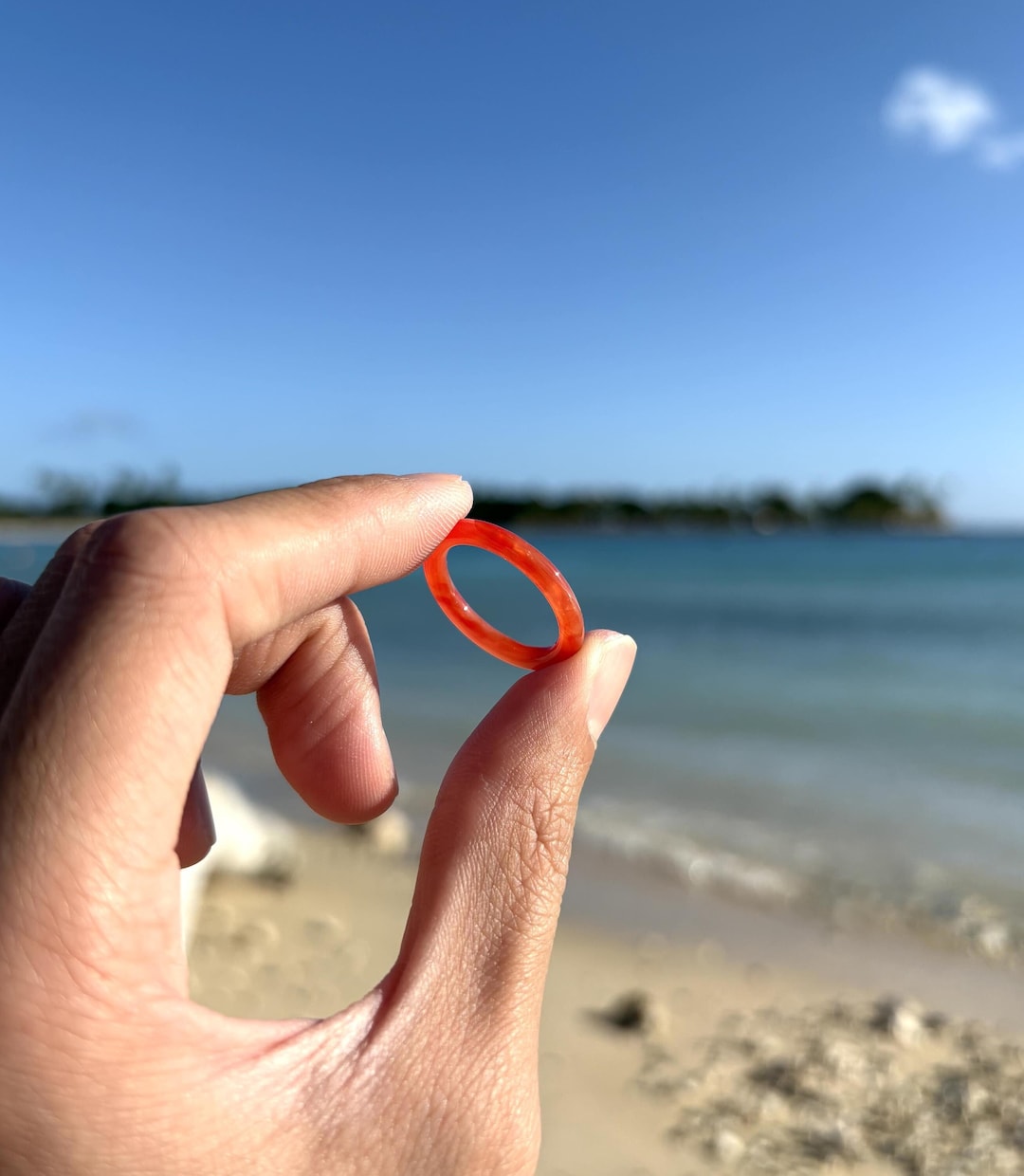 Fiery Red Jade Ring, Stackable Rings, Waterproof, Simple Minimalist ...
