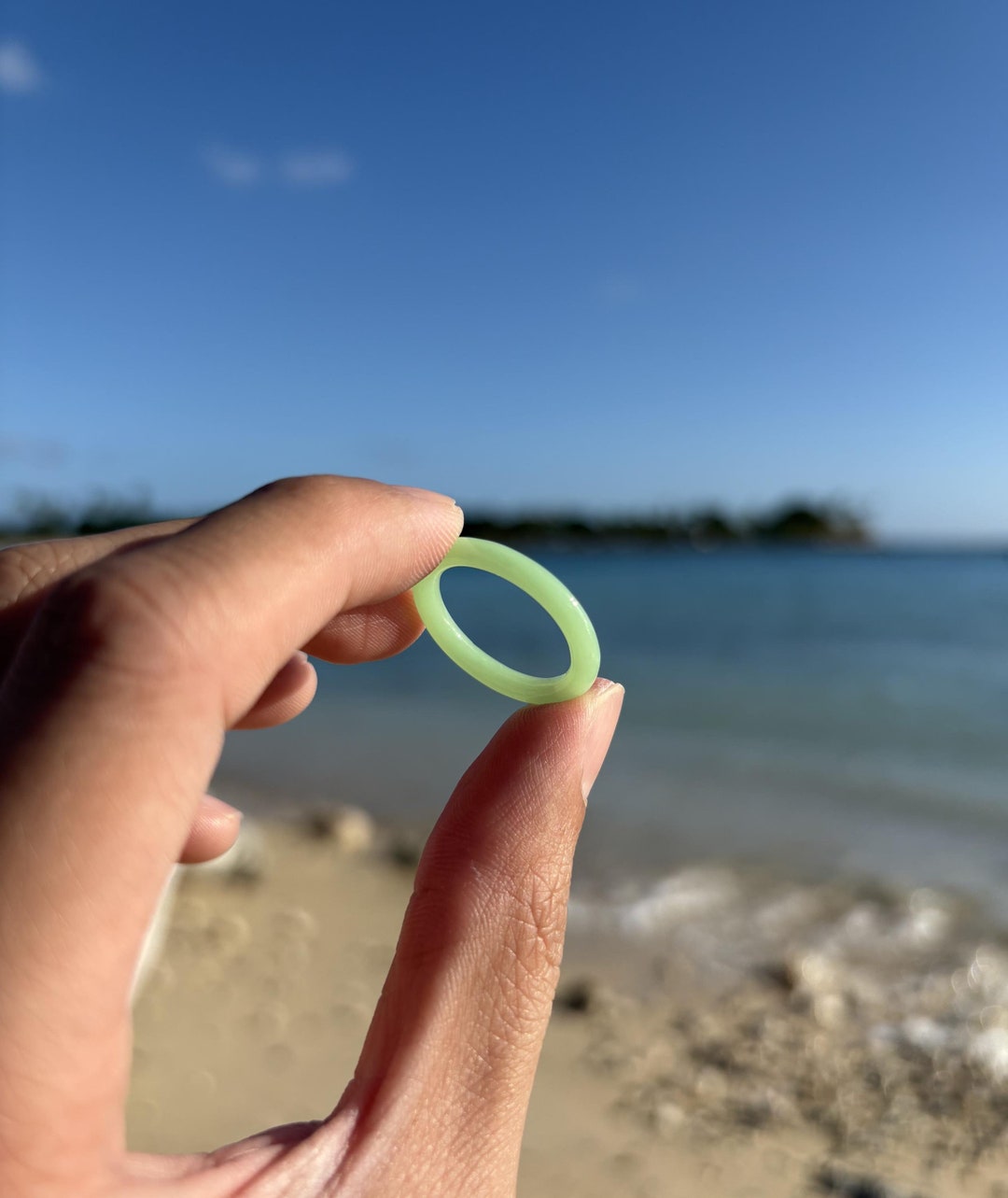 Green Jade Ring, Stackable Rings, Waterproof, Simple Minimalist Gift ...