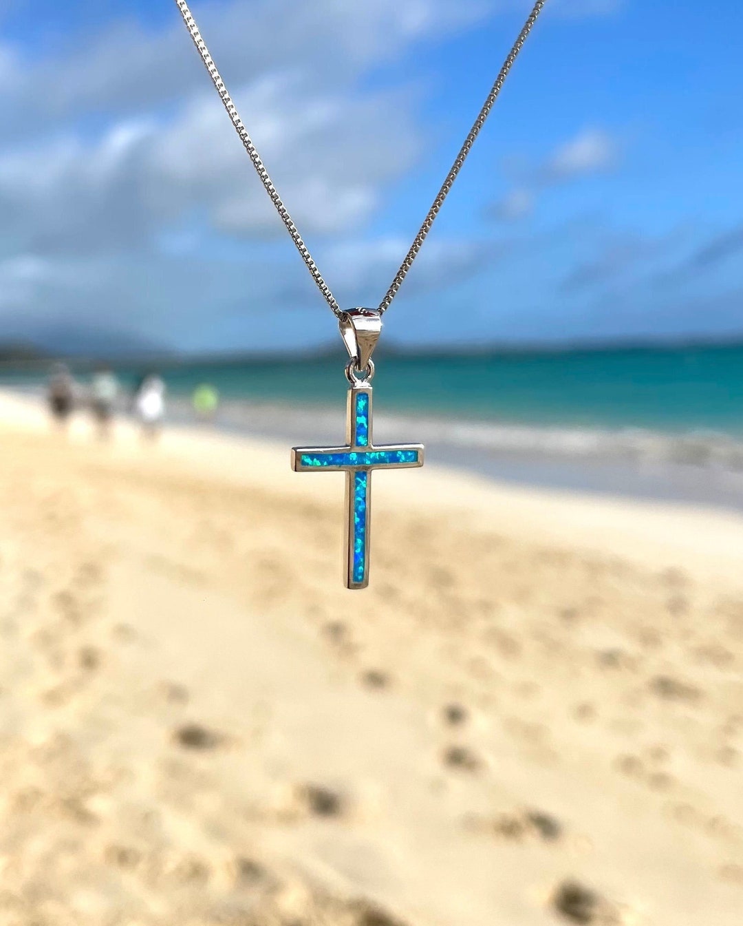 Opal Cross Necklace 925 Sterling Silver Christian Cross Jewelry, Gift ...