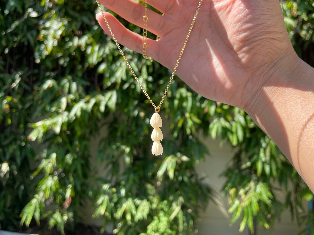 Pikake Earrings Flower, Hand Crafted Necklace Hamilton Gold Jewelry ...