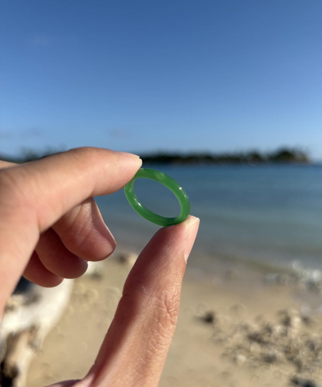 Green Jade Ring, Stackable Rings, Waterproof, Simple Minimalist Gift ...