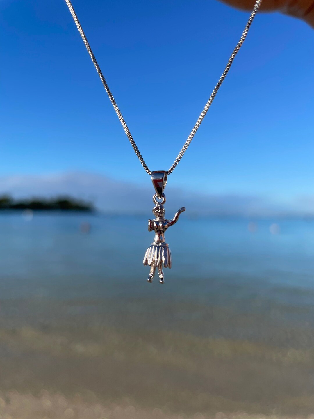 Hawaiian Hula Girl Necklace- 925 Sterling Silver Hula Charm Necklace ...
