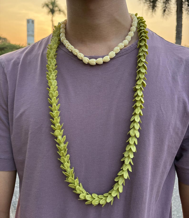 Green Pakalana Clay Flowers Lei, Light Green Color, Handcrafted Flowers ...