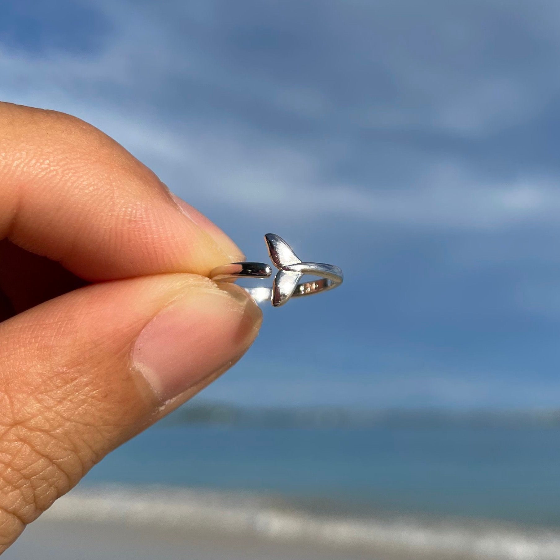 Whaletail Toering, Whale Tail Toe Ring, Adjustable 925 Solid Sterling ...