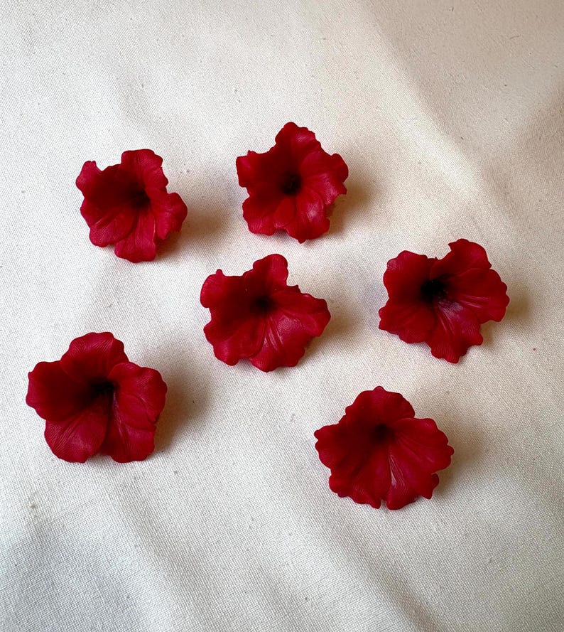 Red Hibiscus Clay Flowers, Clay Flowers for Jewelry Making, Red Flowers ...