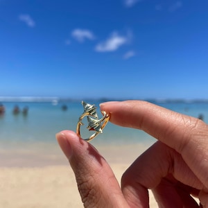 Gold Manta Ray Ring - 925 Sterling Silver With 18k Gold Overlay, Twin ...