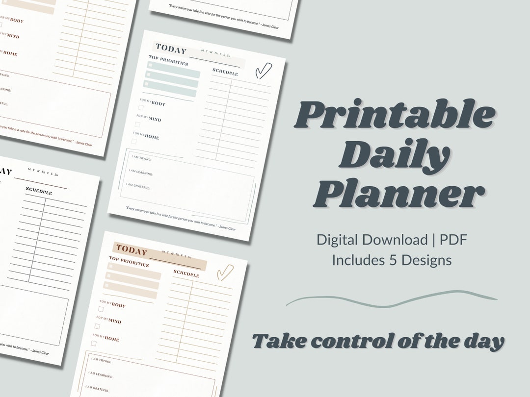 Printable Daily Planner for Productivity & Goals | To-do List | Daily ...