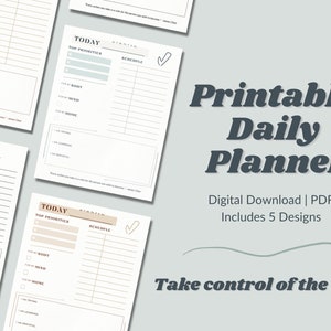 Printable Daily Planner for Productivity & Goals | To-do List | Daily ...