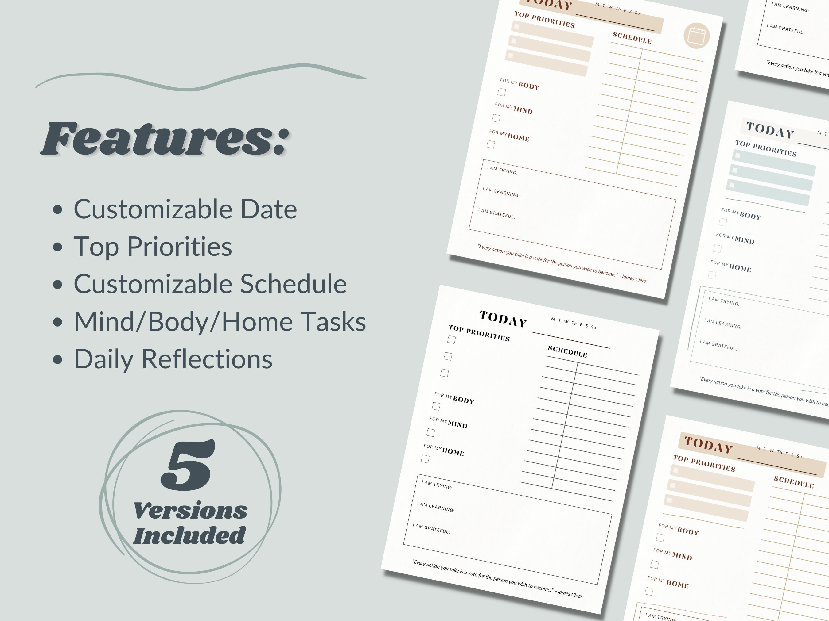 Printable Daily Planner for Productivity & Goals To-do List Daily ...