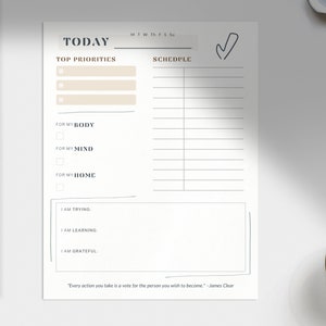 Printable Daily Planner for Productivity & Goals | To-do List | Daily ...