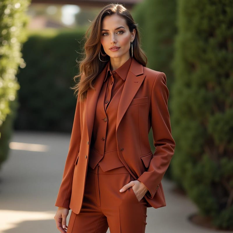 Rust 3 Piece Suit Women - Etsy