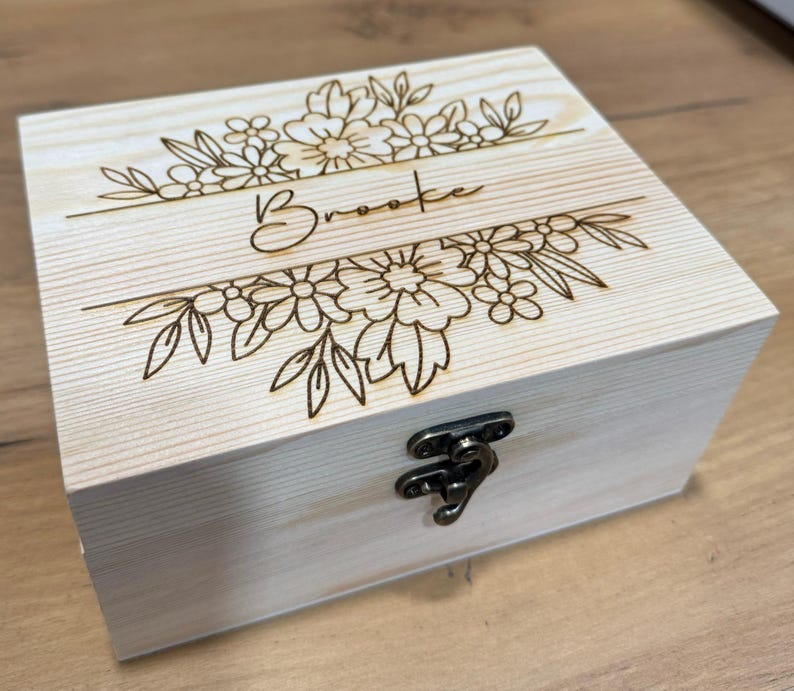 NEW! Wooden Box-storage for Little Treasures With the Engraved Floral ...
