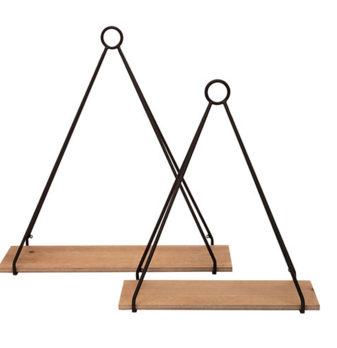 Pyramid Shelf Metal Wood Brown & Black - Etsy