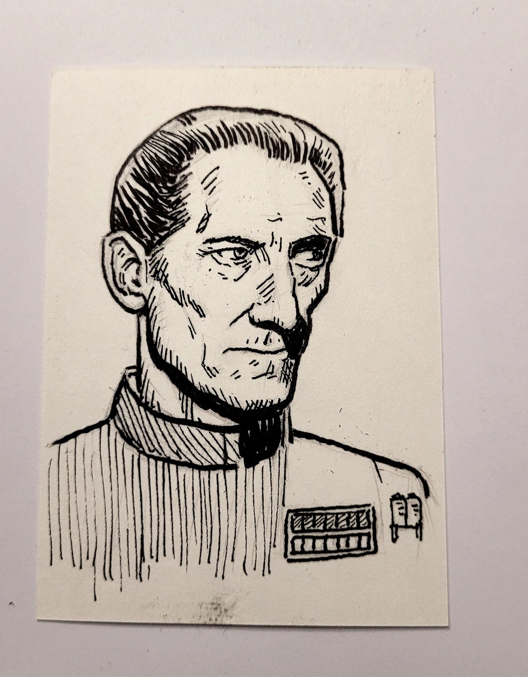 Star Wars Grand Moff Tarkin Sketch Card Original Art Pen and - Etsy
