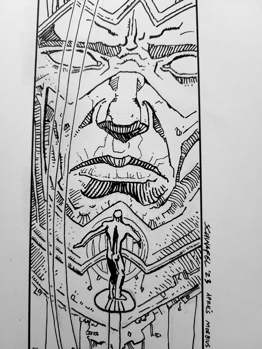 Moebius Recreation of Silver Surfer and Galactus, Original Art, Pen and ...
