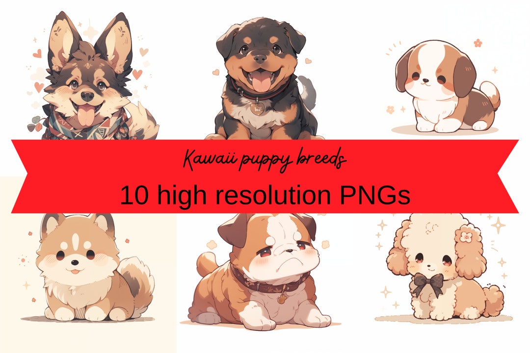 Cute Kawaii Puppy Dog Breeds Cartoon Bundle High-resolution - Etsy