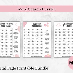 Cancer Journey Word Search Puzzle: 5-page Printable (instant Download ...
