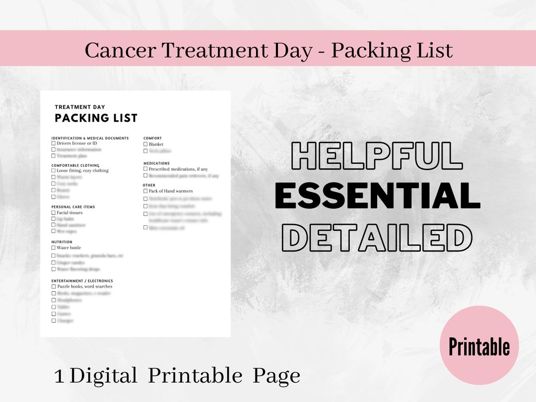 Cancer Treatment Day Printable Packing List - Etsy