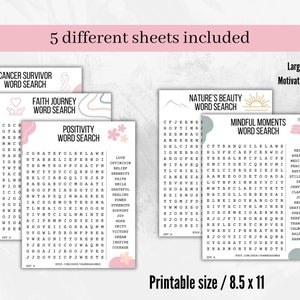 Cancer Journey Word Search Puzzle: 5-page Printable (instant Download ...