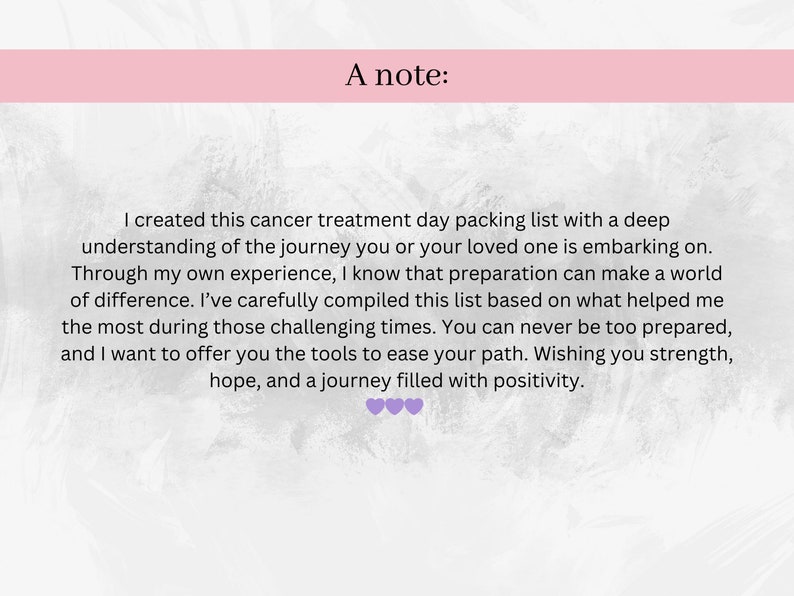 Cancer Treatment Day Printable Packing List - Etsy