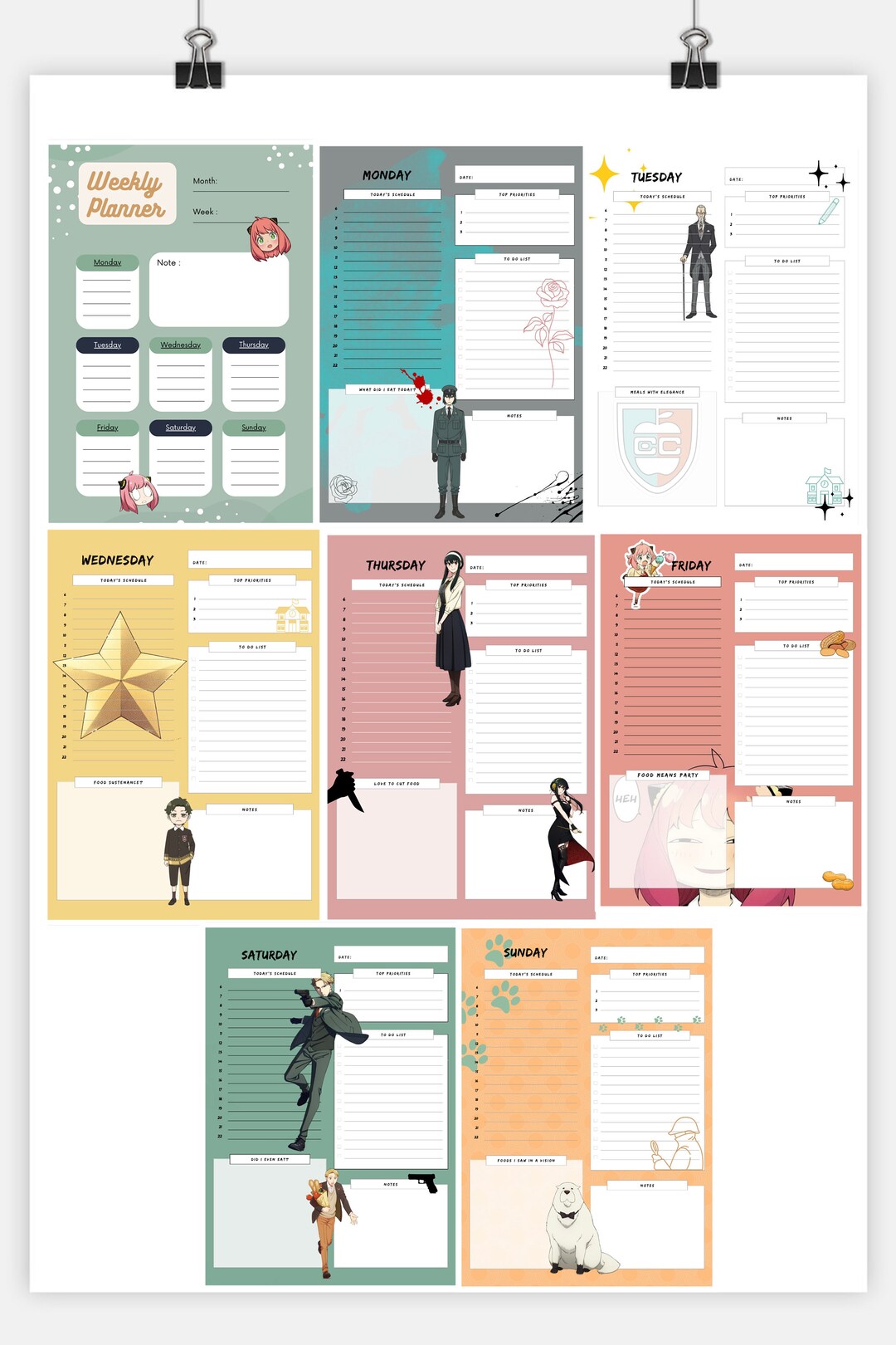 Anime-themed Weekly Planner : Cute Anime Undated Digital and Printable ...